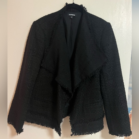 Express | Jackets & Coats | Chic Express Tweed Fringe Blazer | Poshmark